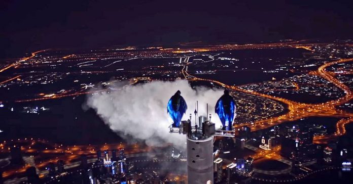 WATCH: XDubai Athletes Basejump from Burj Khalifa at Night | Dubai OFW