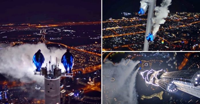 WATCH: XDubai Athletes Basejump from Burj Khalifa at Night | Dubai OFW