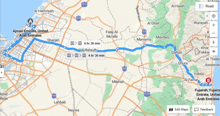 Ajman to Fujairah Bus Timings | Dubai OFW