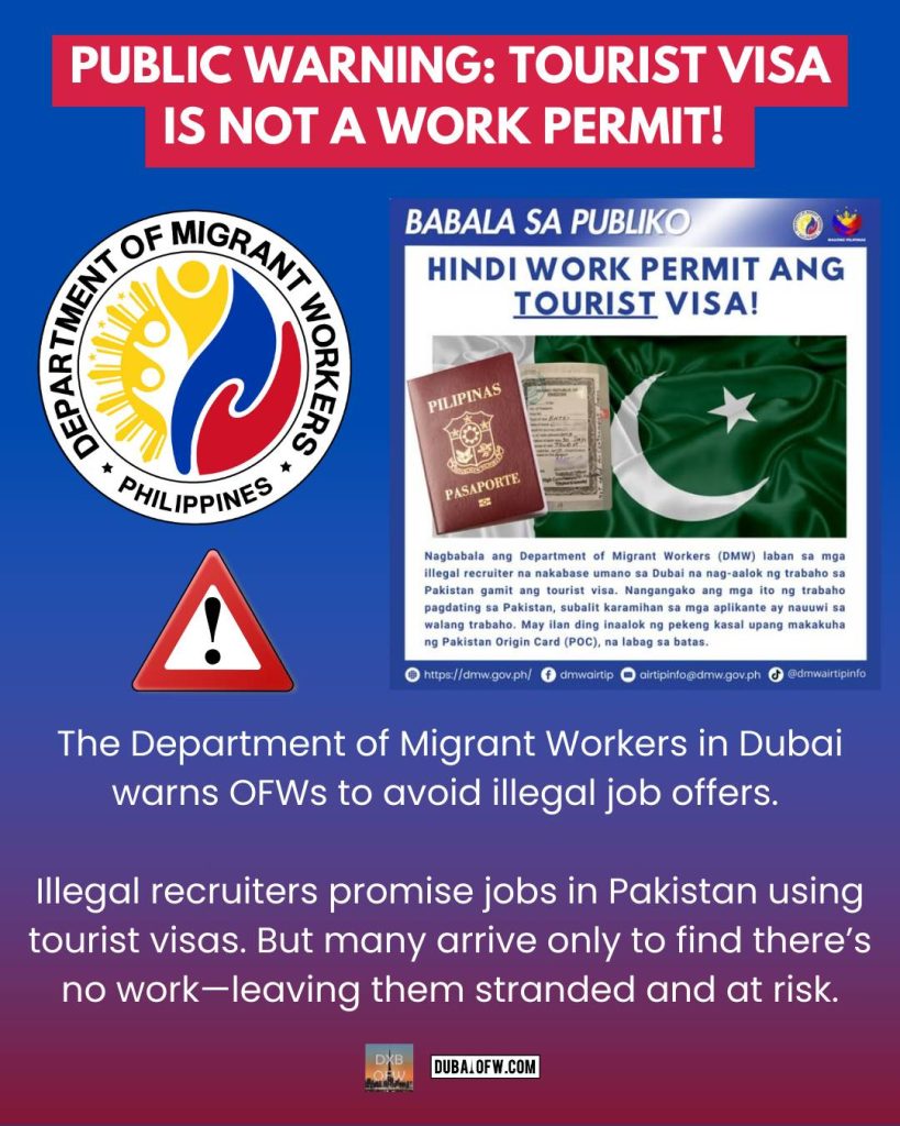 DMW Warns OFWs: Tourist Visa is NOT a Work Permit, Beware of Fake Job ...