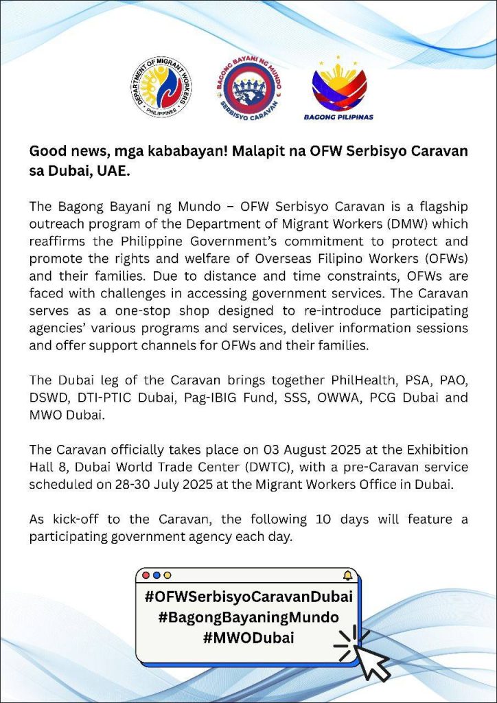 OFW Serbisyo Caravan in Dubai: Government Services for OFWs at Dubai ...